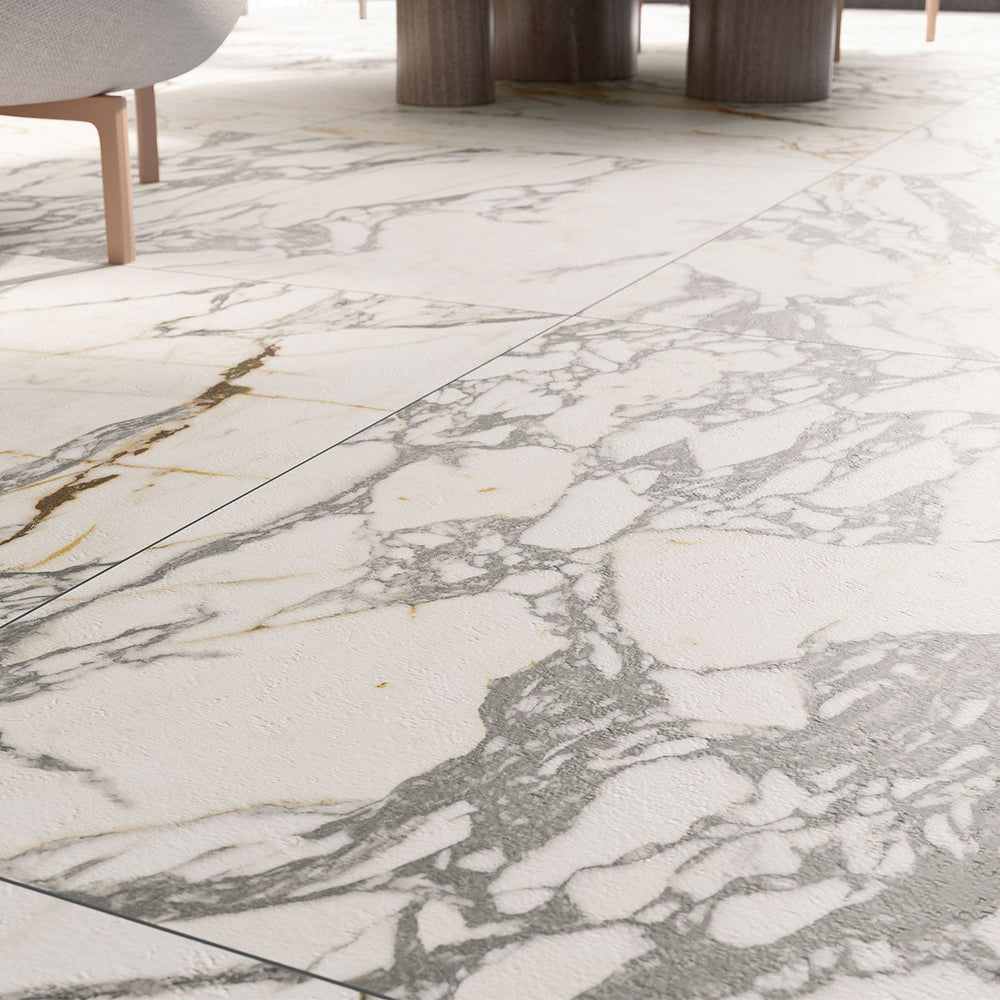 Deluxe Arabescato 3D Marble Effect Porcelain Tile 60x120cm Matt ...