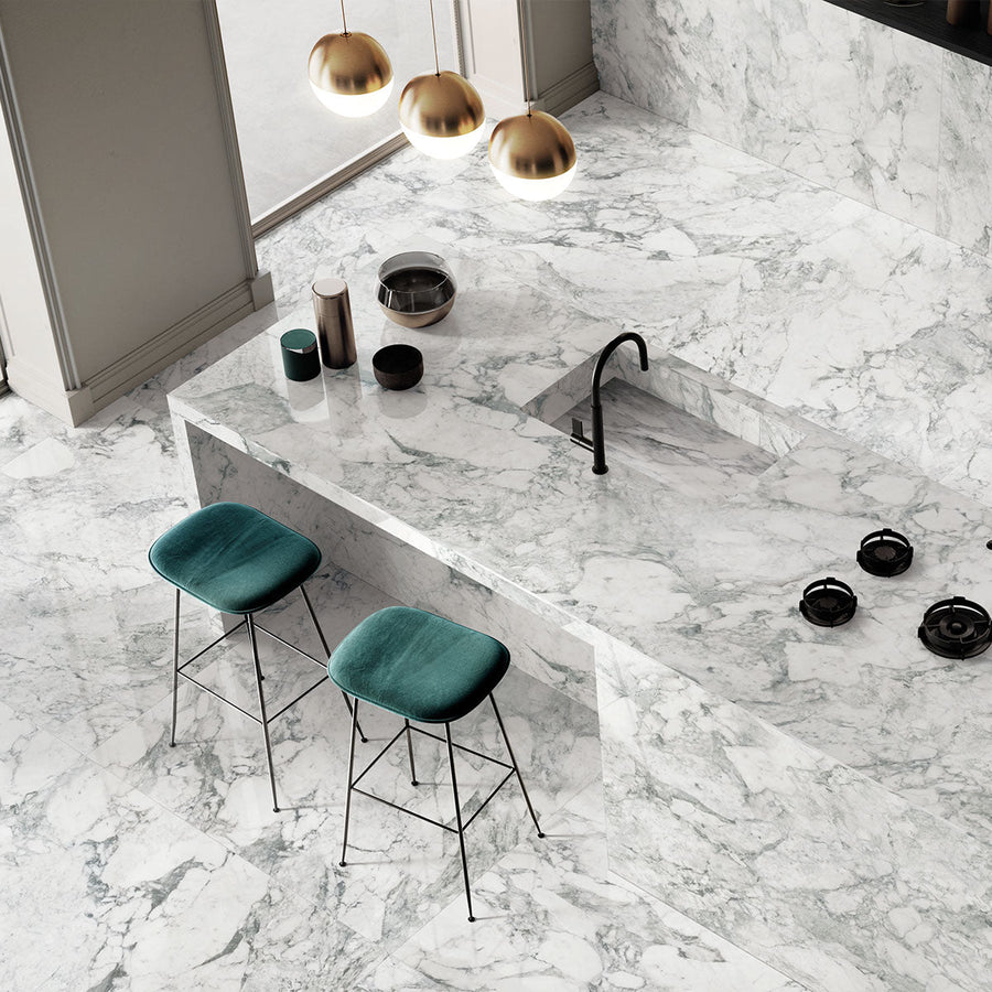 Deluxe Calacatta Cervaiole Marble Effect Porcelain Tile 60x120cm Matt ...
