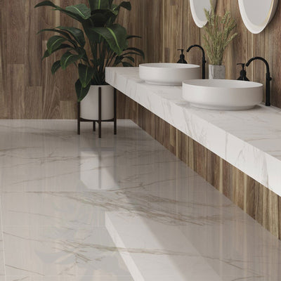 Torano Gold Marble Effect Porcelain Tile 60x120cm Polished | Deluxe ...