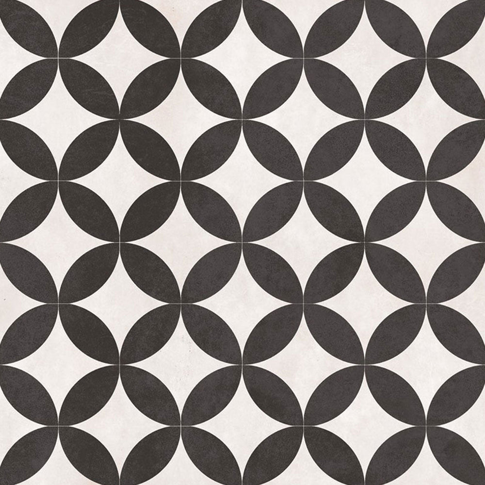Arcadia White And Black Patterned Porcelain Tile 45x45cm Matt | Deluxe ...