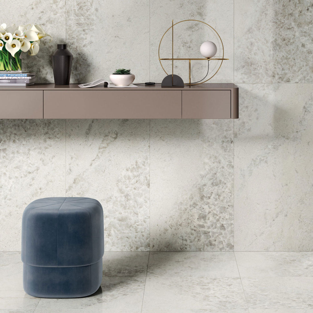 Deluxe Gemstone Pearl Marble Effect Porcelain Tile 60x120cm Gloss ...