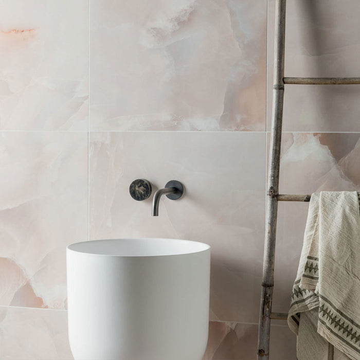 Deluxe Onyx Rose Marble Effect Porcelain Tile 60x120cm Gloss | Deluxe ...