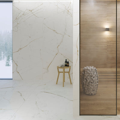 Dual White 4D Textured Marble Effect Porcelain Tile 100x100cm Matt ...