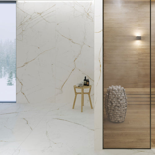 Dual White 4D Textured Marble Effect Porcelain Tile 100x100cm Matt ...