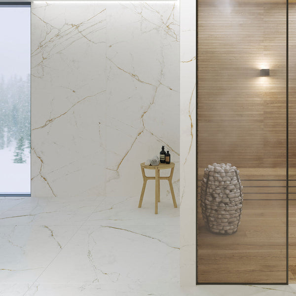 Dual White 4D Textured Marble Effect Porcelain Tile 100x100cm Matt ...