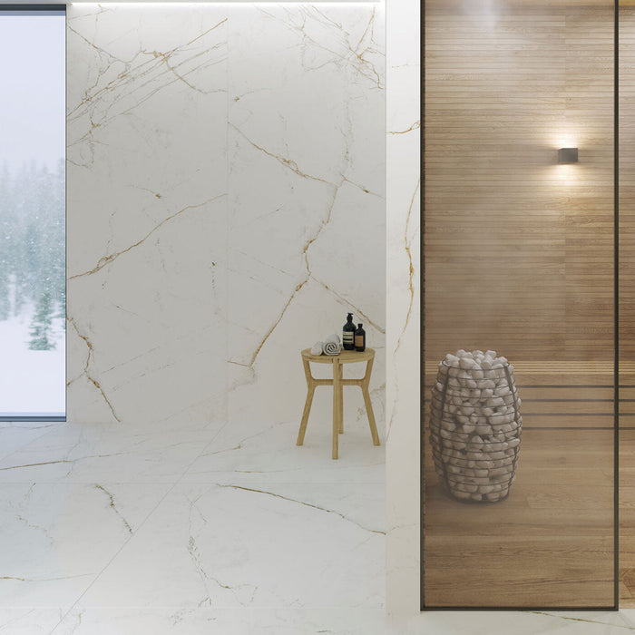 Dual White 4D Textured Marble Effect Porcelain Tile 100x100cm Matt ...