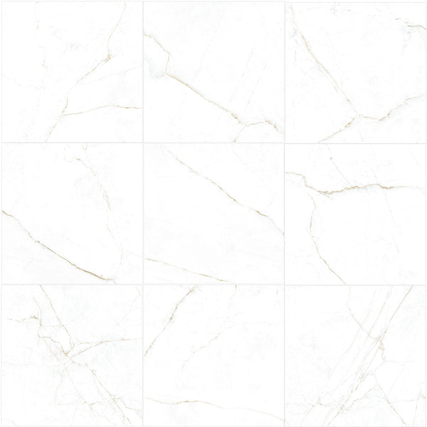 Dual White 4D Textured Marble Effect Porcelain Tile 100x100cm Matt ...