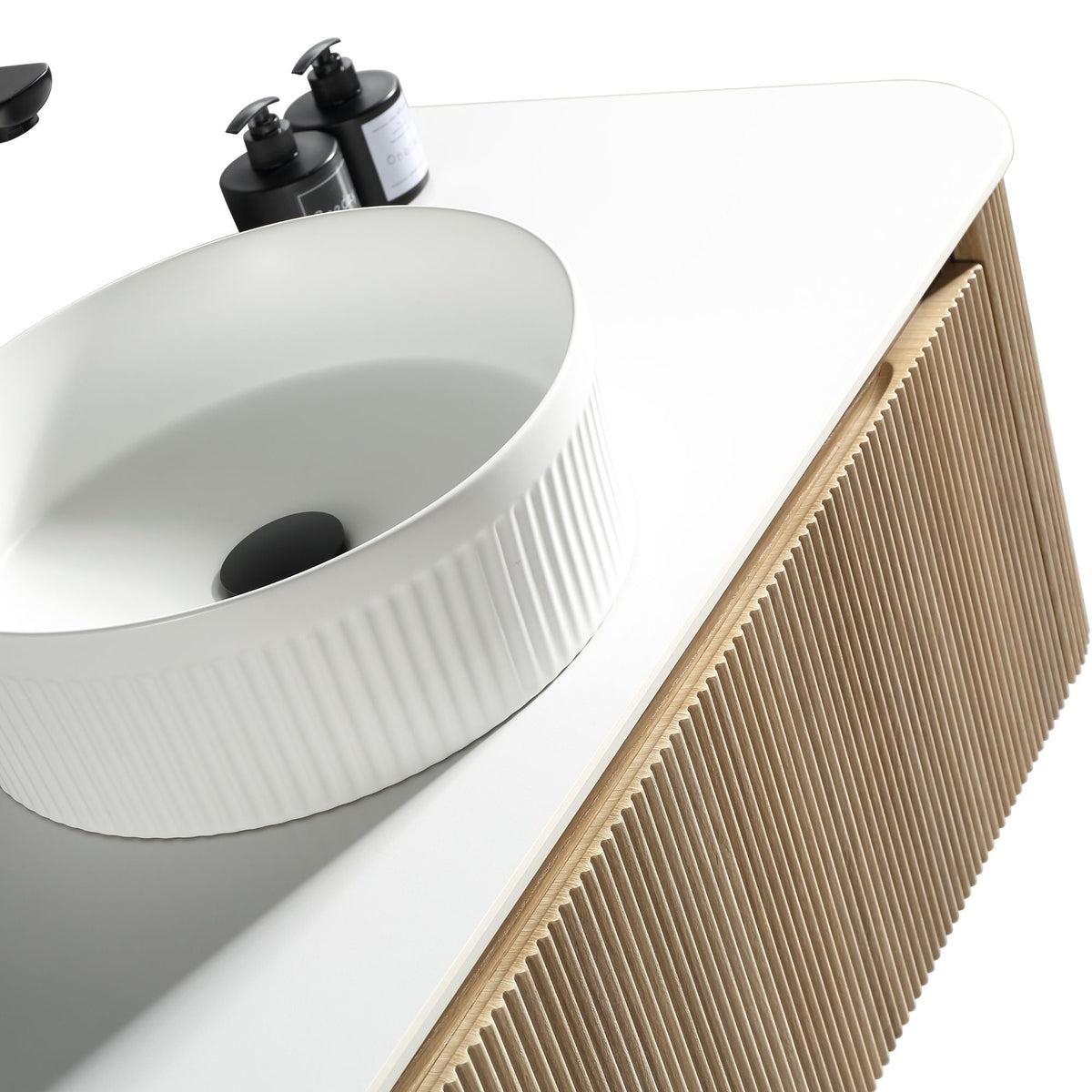 Florence Fluted Curved Wall Mounted Vanity Unit With Worktop - Country ...