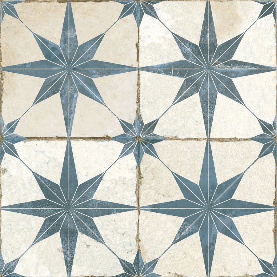 FS Star Blue Patterned Tile 45x45cm Matt | Deluxe Bathrooms & Tiling ...