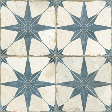 FS Star Blue Patterned Tile 45x45cm Matt | Deluxe Bathrooms & Tiling ...