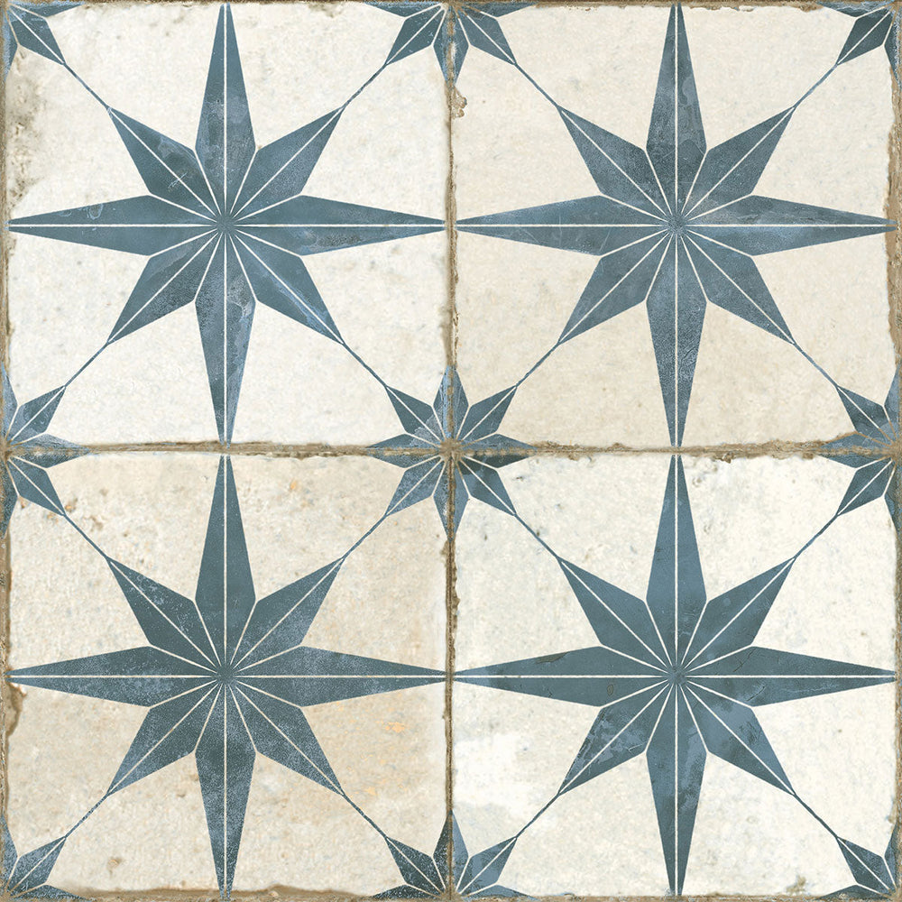 FS Star Blue Patterned Tile 45x45cm Matt | Deluxe Bathrooms & Tiling ...
