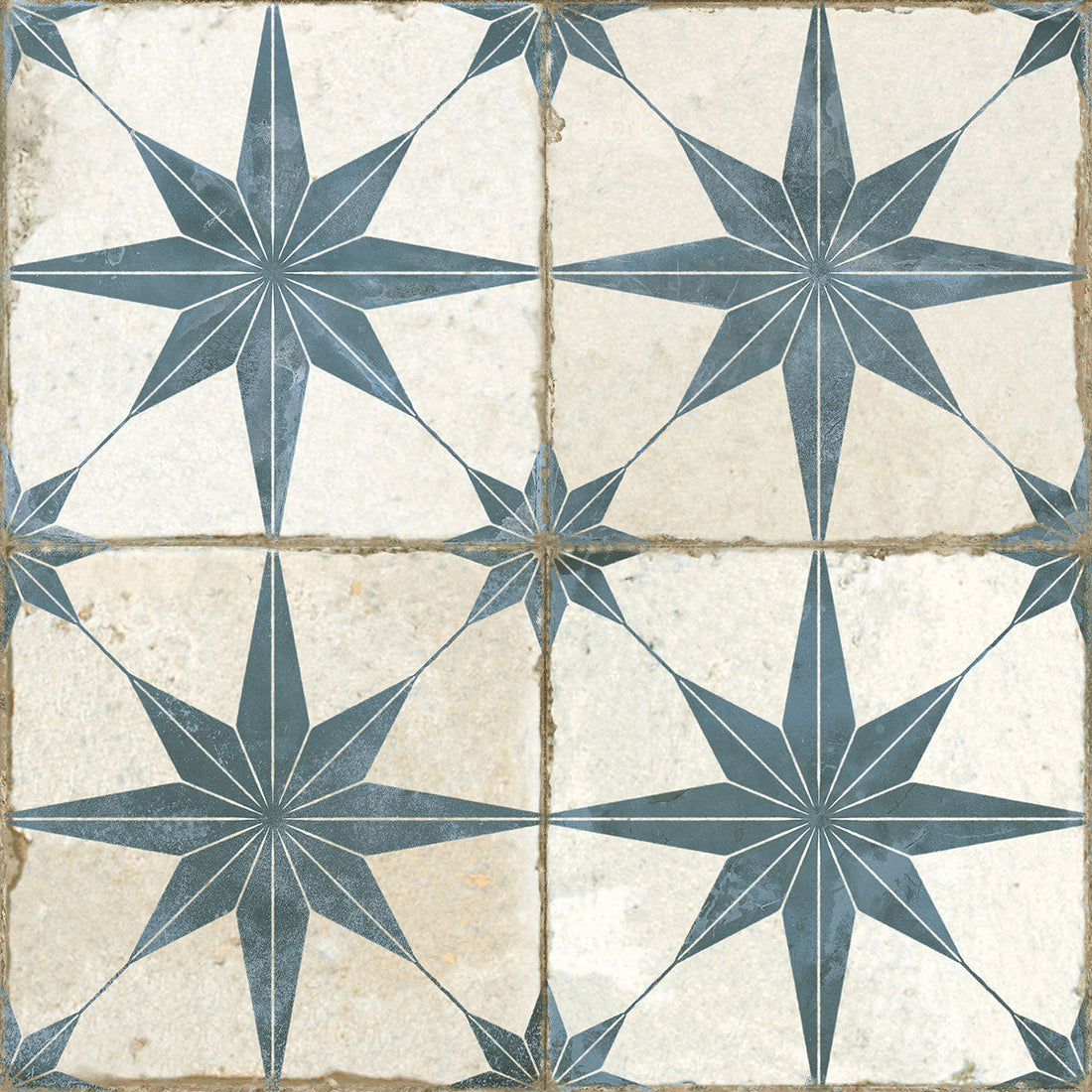 FS Star Blue Patterned Tile 45x45cm Matt | Deluxe Bathrooms & Tiling ...