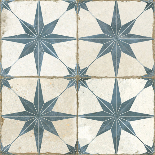 FS Star Blue Patterned Tile 45x45cm Matt | Deluxe Bathrooms & Tiling ...