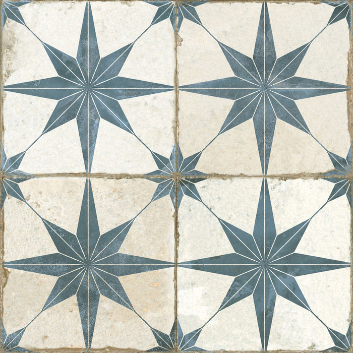 FS Star Blue Patterned Tile 45x45cm Matt | Deluxe Bathrooms & Tiling ...