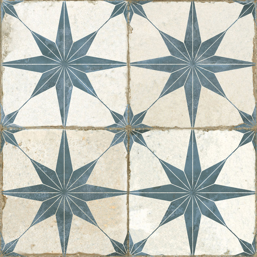 FS Star Blue Patterned Tile 45x45cm Matt | Deluxe Bathrooms & Tiling ...