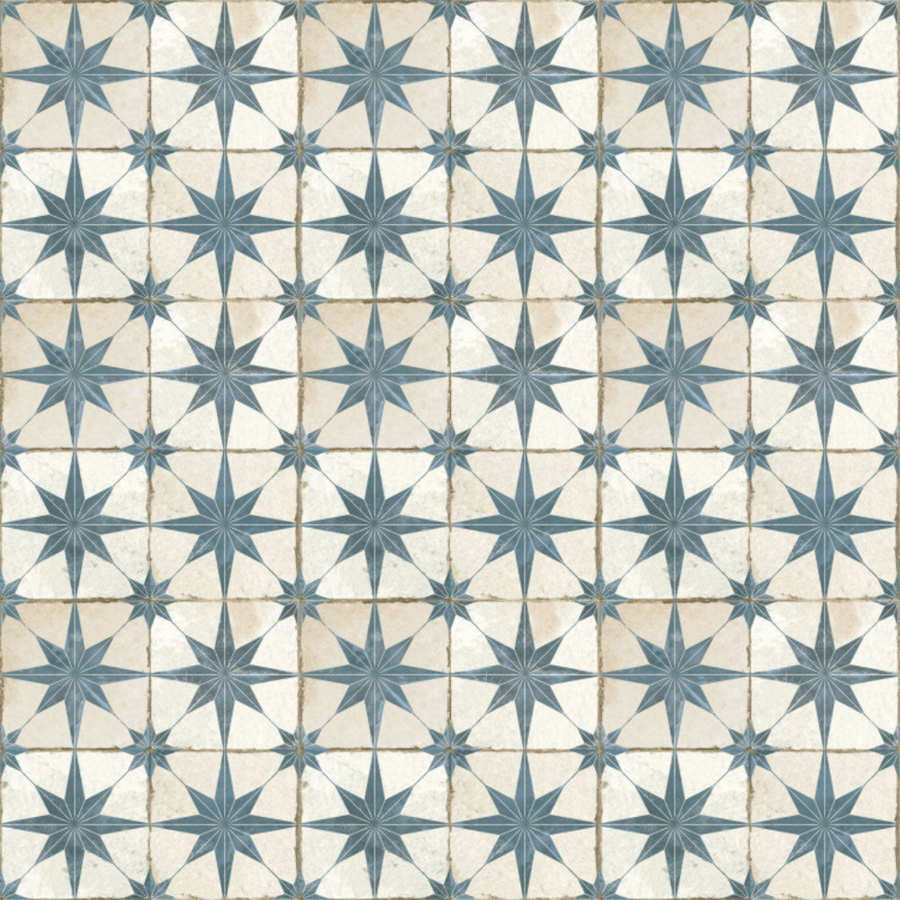 FS Star Blue Patterned Tile 45x45cm Matt | Deluxe Bathrooms & Tiling ...