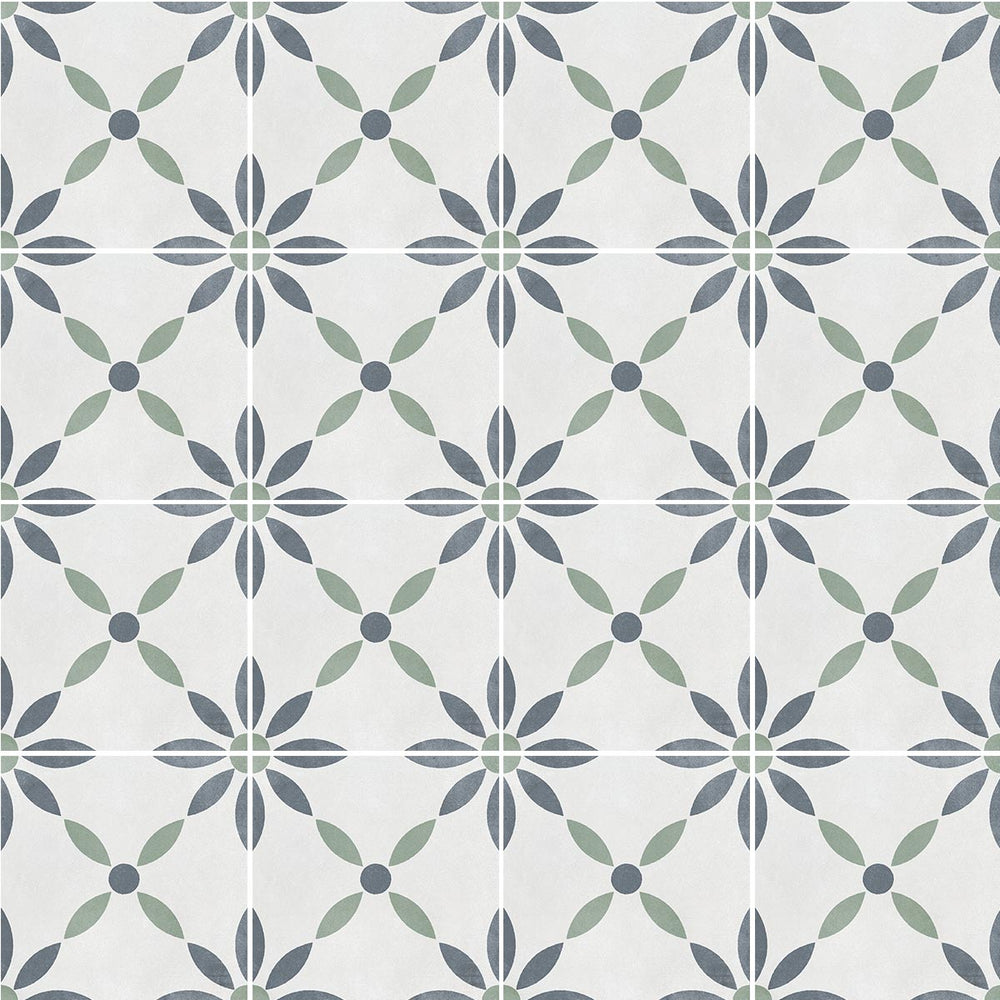 Havana White Flower Porcelain Tile 22x22cm Matt | Deluxe Bathrooms ...