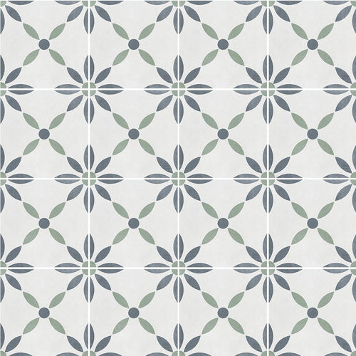 Havana White Flower Porcelain Tile 22x22cm Matt | Deluxe Bathrooms ...