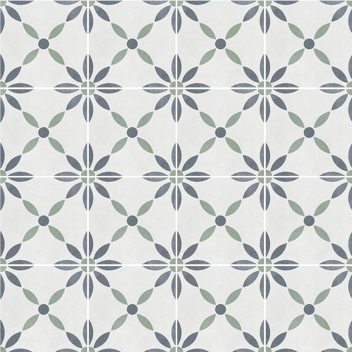 Havana White Flower Porcelain Tile 22x22cm Matt | Deluxe Bathrooms ...