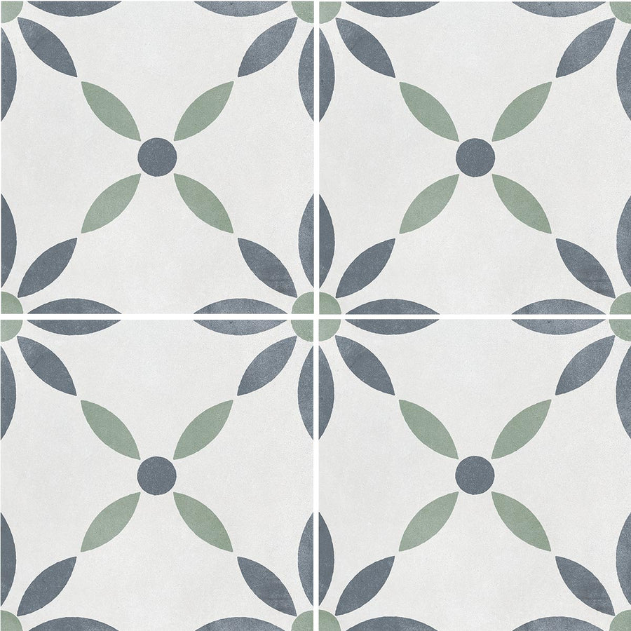 Havana White Flower Porcelain Tile 22x22cm Matt | Deluxe Bathrooms ...