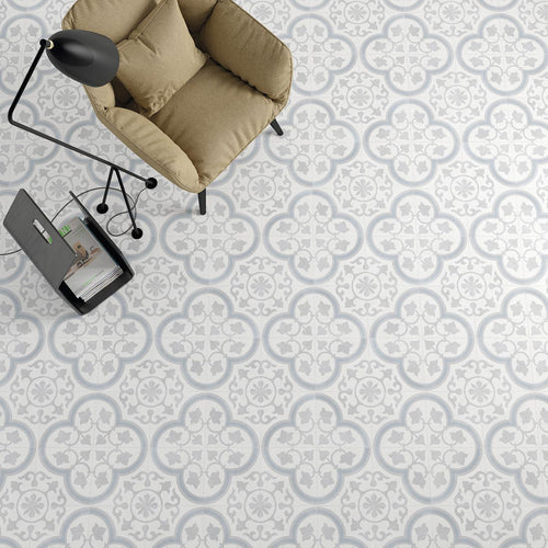 Havana Silver Ornate Porcelain Tile 22x22cm Matt | Deluxe Bathrooms ...