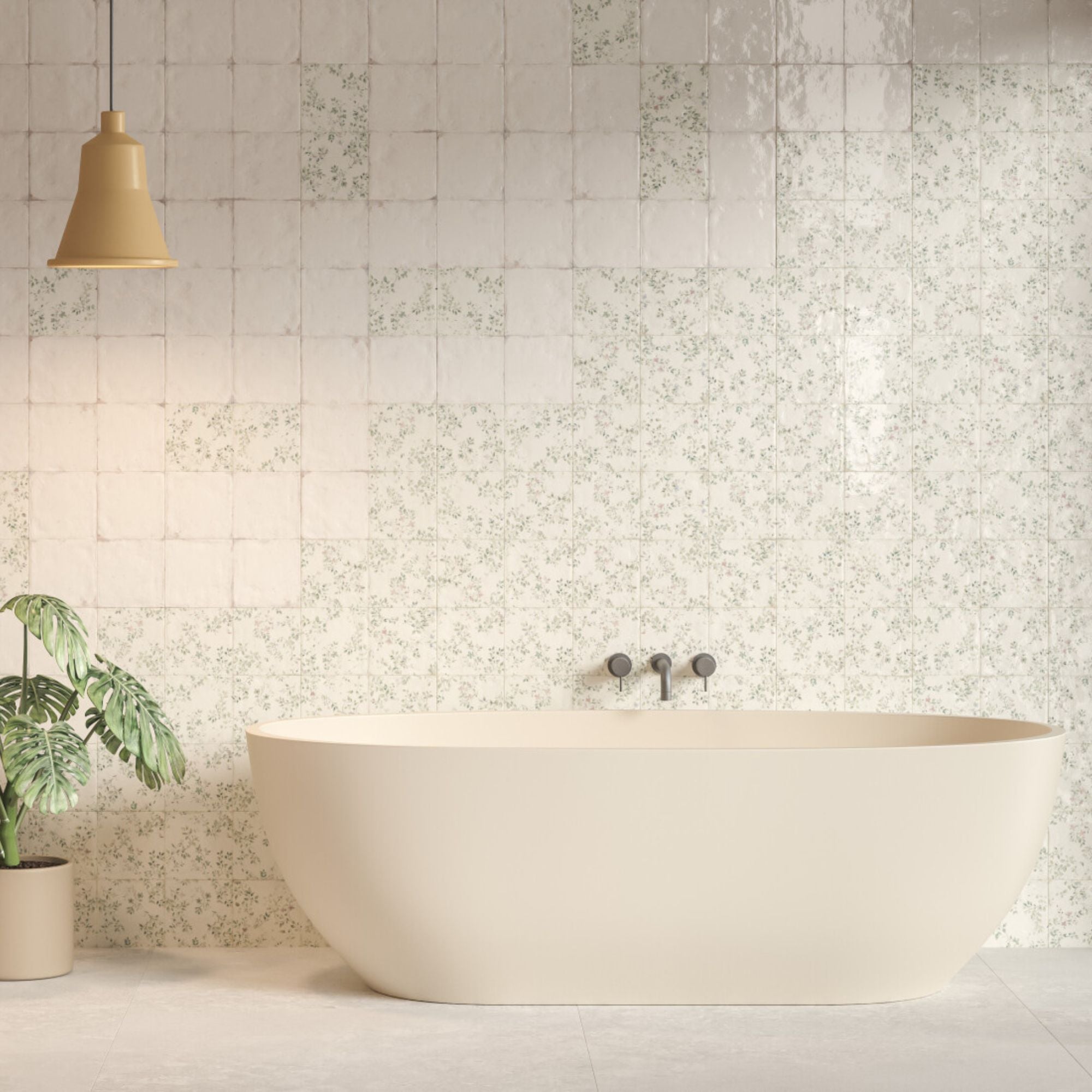 Mayolica Bloom Pattern Wall Tile 15x15cm Gloss | Deluxe Bathrooms ...