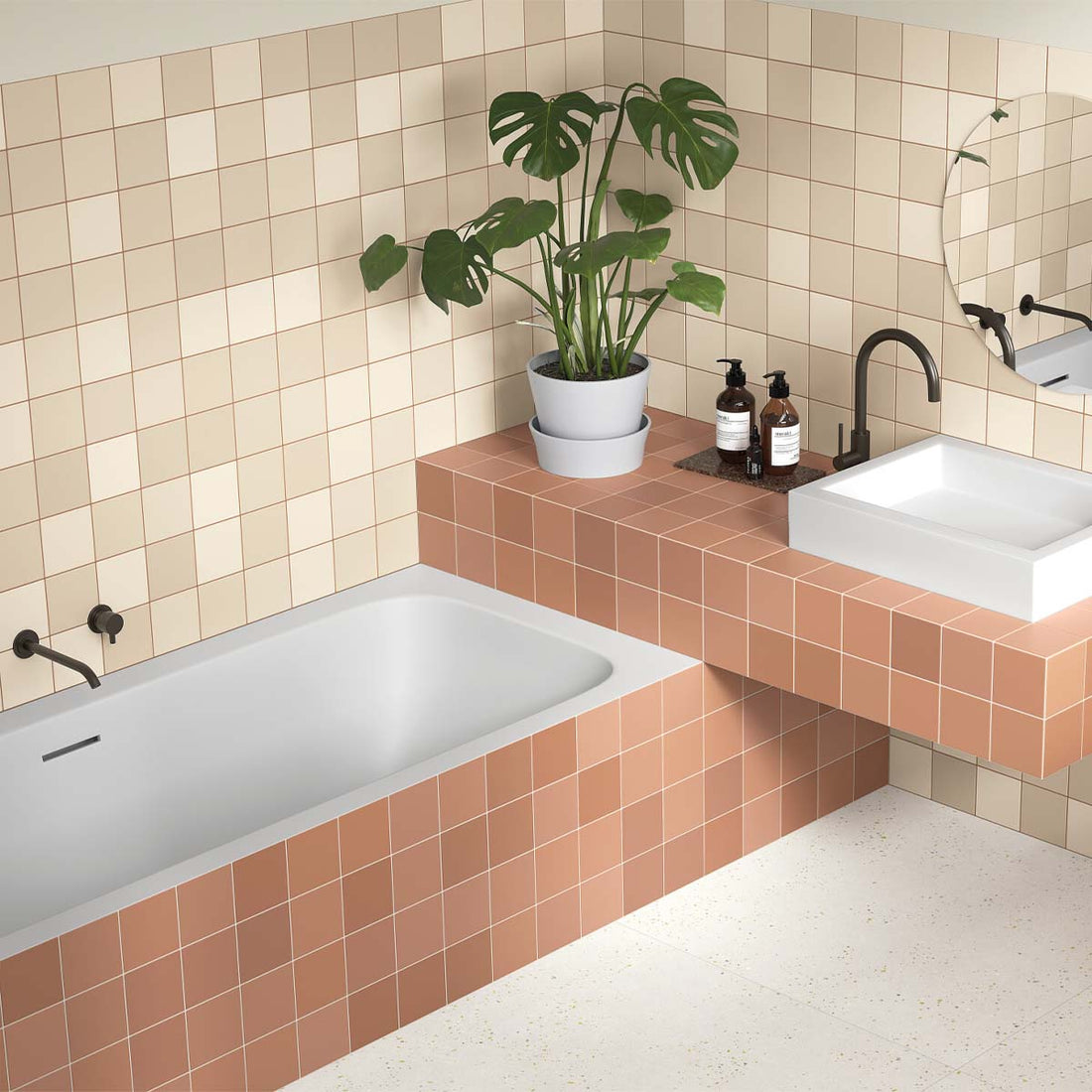 Rubik Clay Square Porcelain Tile 12x12cm Matt | Deluxe Bathrooms ...