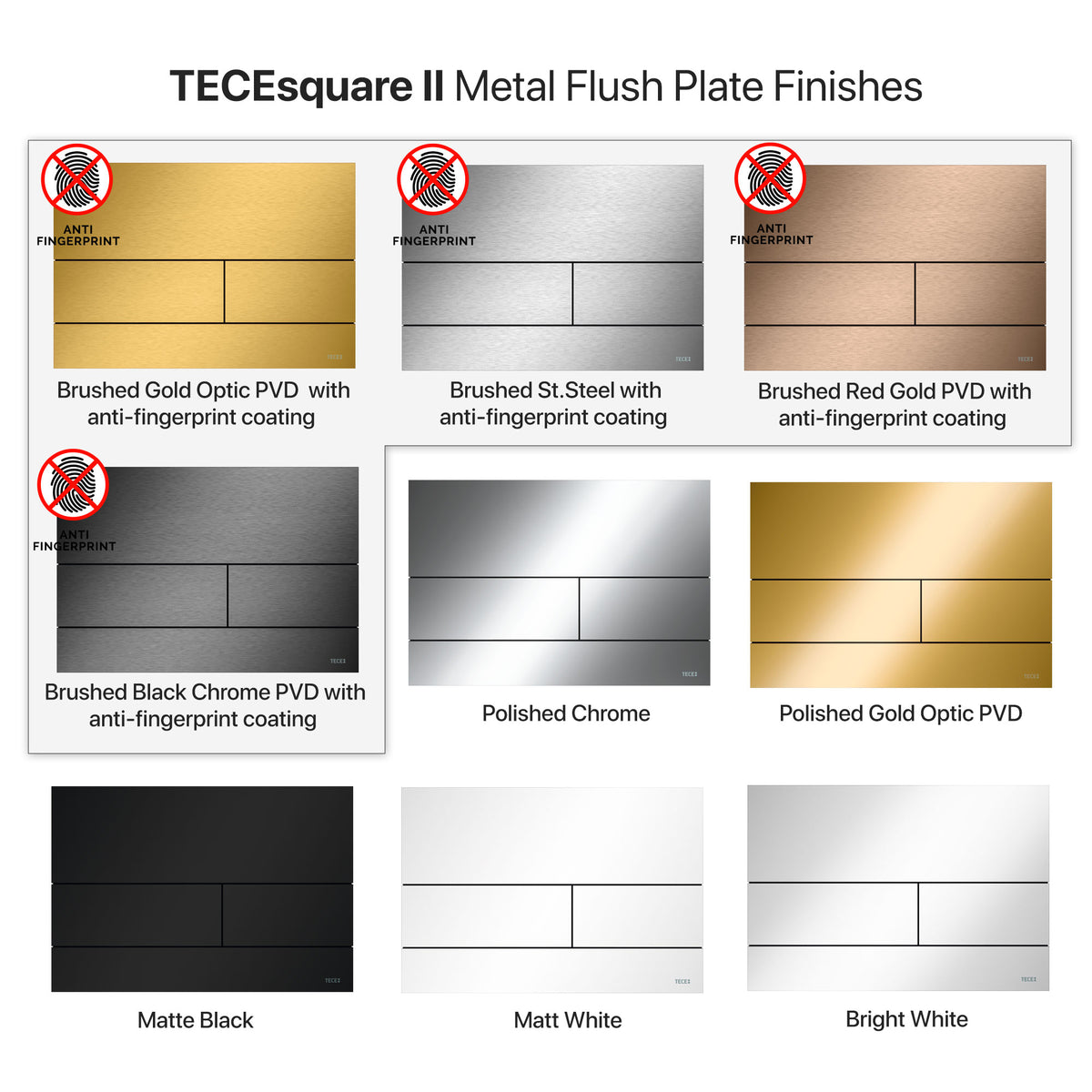 Tece Square Dual Flush Metal Cover Plate for Concealed Uni Cistern ...