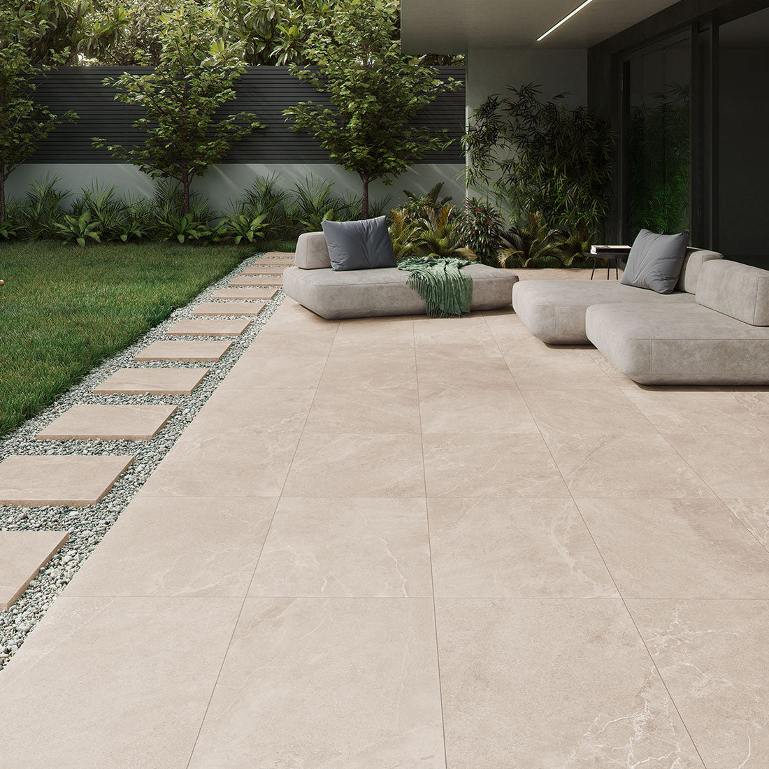 Valencia Sand 20mm Stone-Effect Outdoor Porcelain Tile 59x90cm | Deluxe ...