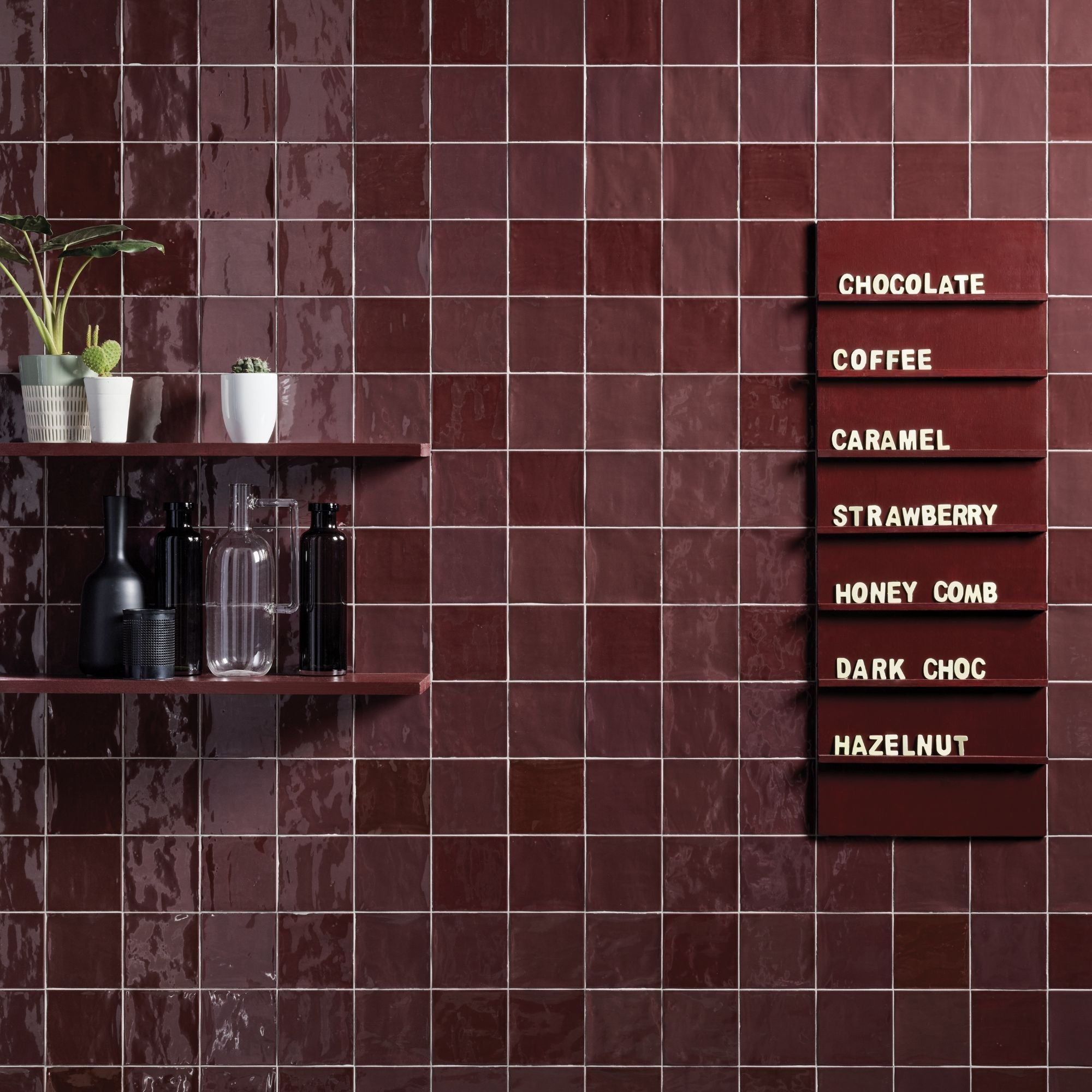 Vibe Burgundy Wall Tile 12x12cm Gloss | Deluxe Bathrooms & Tiling ...