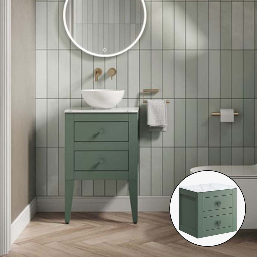 Crosswater Canvass Wall Mounted 2-Drawer Vanity Unit With Carrara Work ...