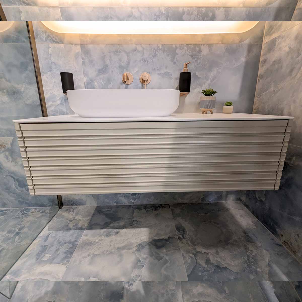 Oslo Blanco 1200 Wall Hung Vanity Unit With Solid Surface Worktop ...