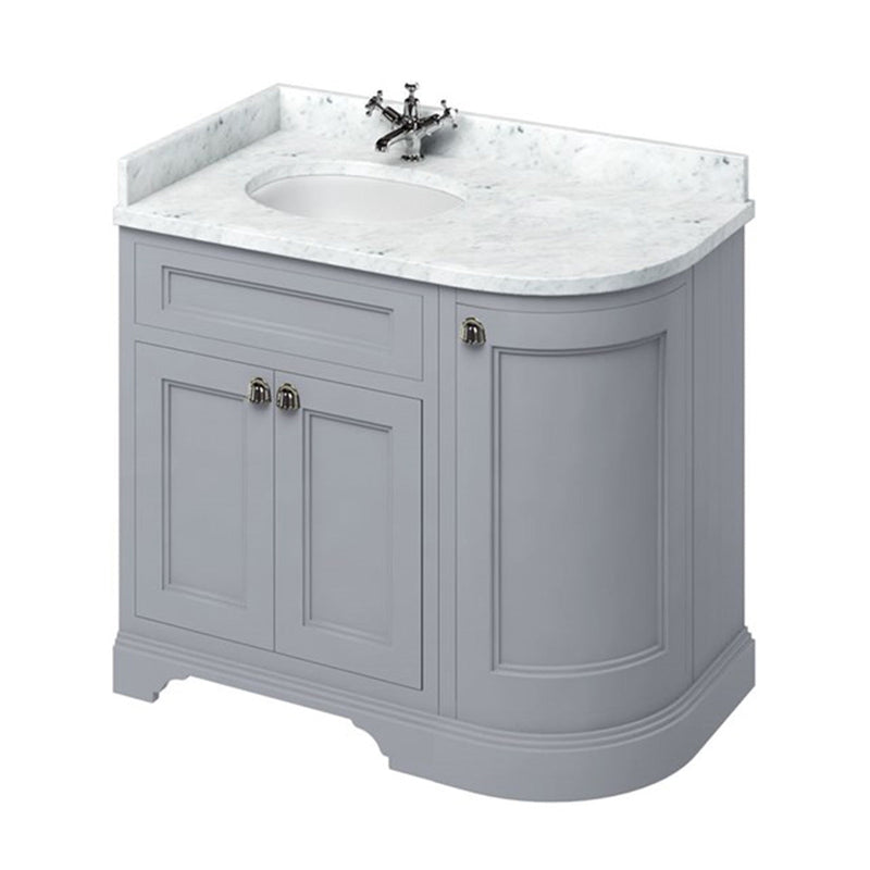 Burlington 1000 Freestanding Curved Corner Vanity Unit With Worktop an ...