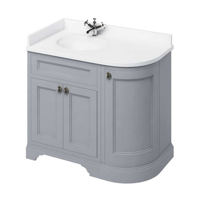 Burlington 1000 Freestanding Curved Corner Vanity Unit With Worktop an ...