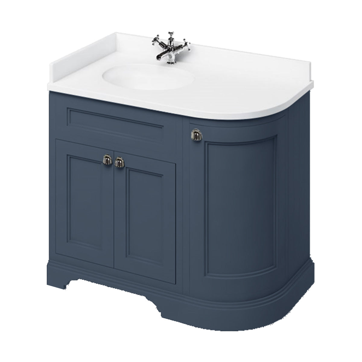 Burlington 1000 Freestanding Curved Corner Vanity Unit With Worktop an ...
