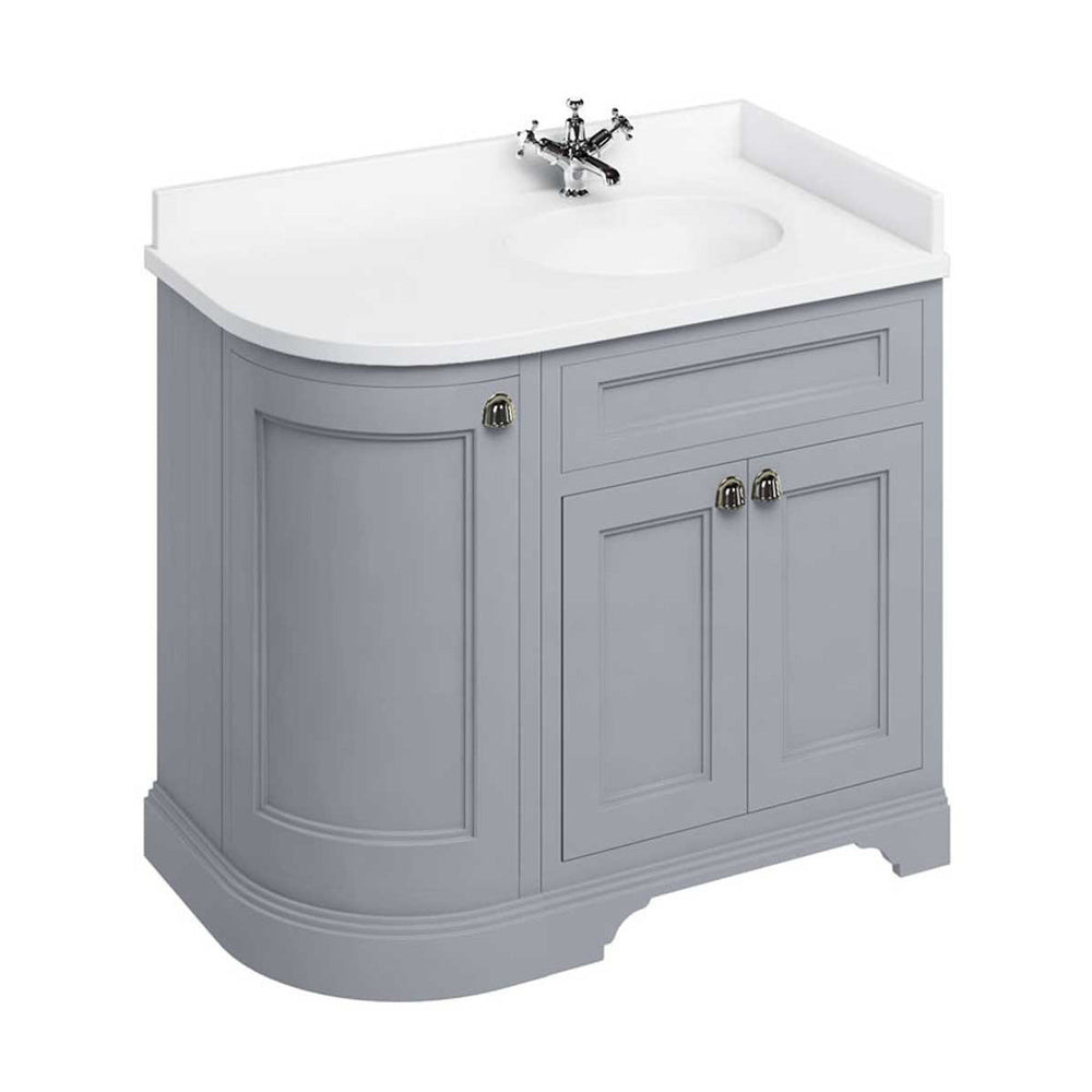 Burlington 1000 Freestanding Curved Corner Vanity Unit With Worktop an ...