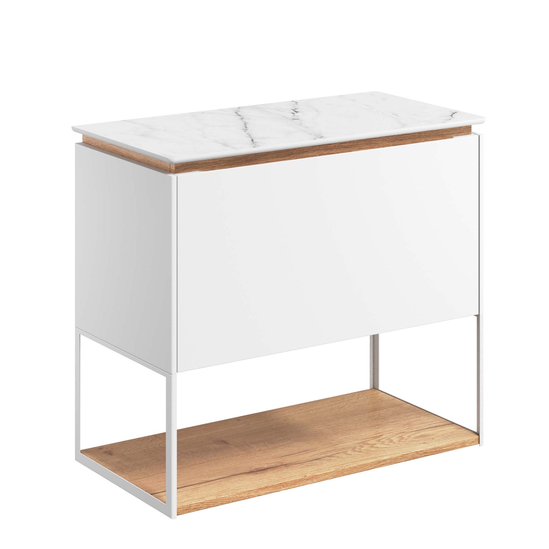 Crosswater Mada Wall Mounted Vanity Unit With Carrara Worktop - Matt W ...