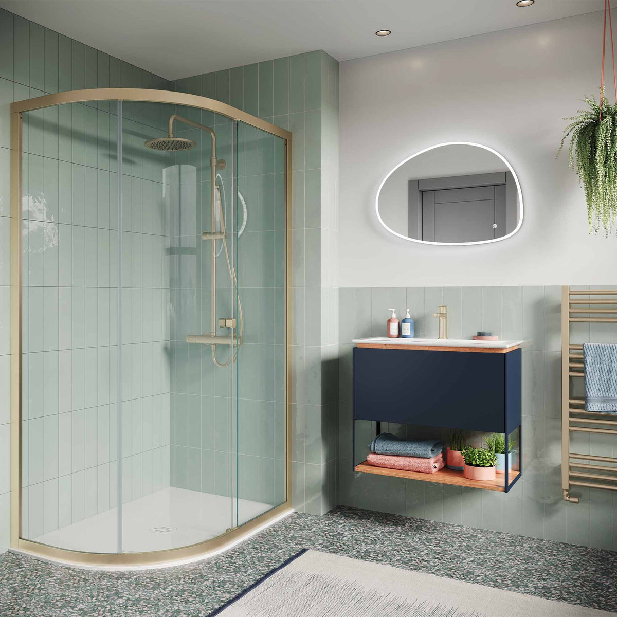 Crosswater Mada Wall Mounted Vanity Unit With Basin - Indigo Blue ...