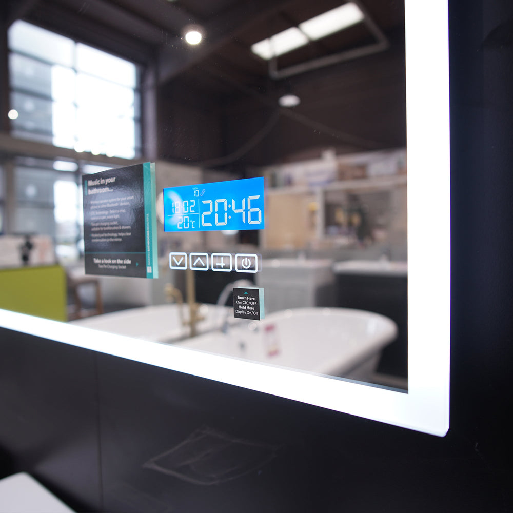 HiB Globe Plus LED Mirror With Bluetooth, Integrated Speakers and Demi ...