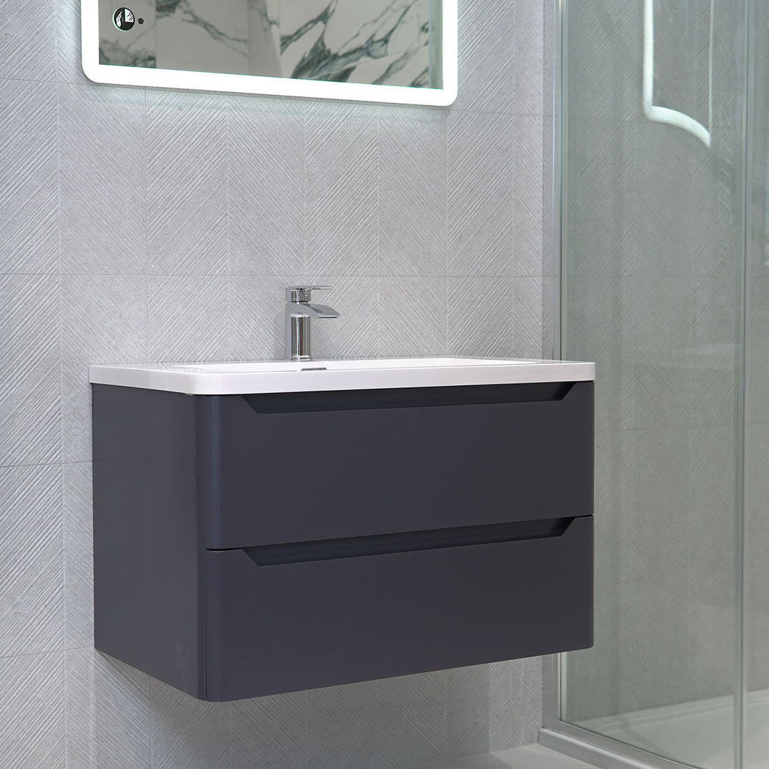 Granlusso Enzo Wall Mounted 2-Drawer Vanity Unit and Basin | Deluxe ...