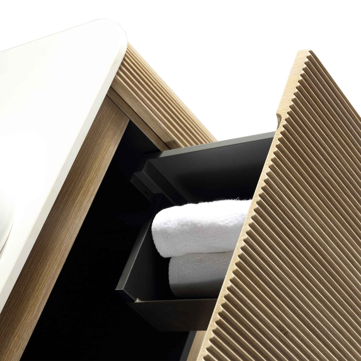 Florence Fluted Wall Mounted Vanity Unit With Washbasin - Country Oak ...