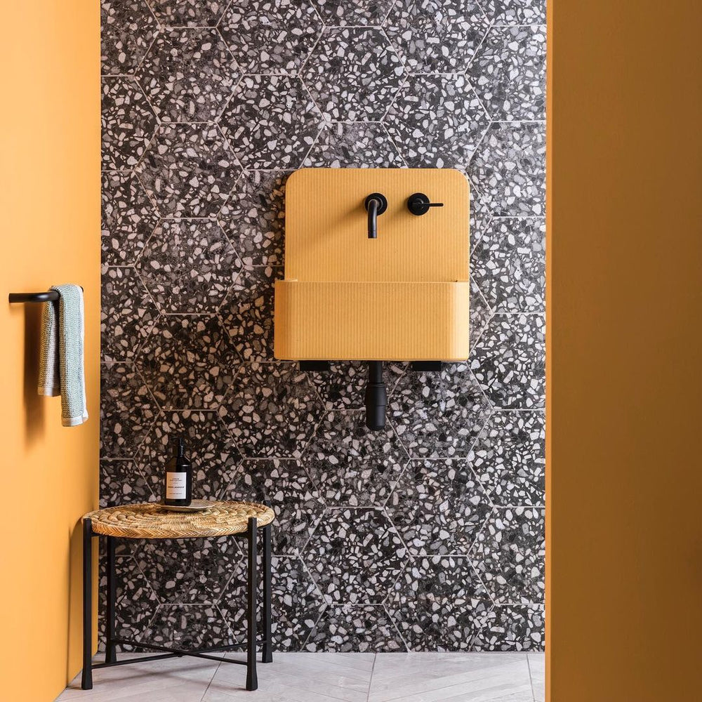 Kast Elm Mini Patterned Concrete Basin With Splashback | Deluxe ...