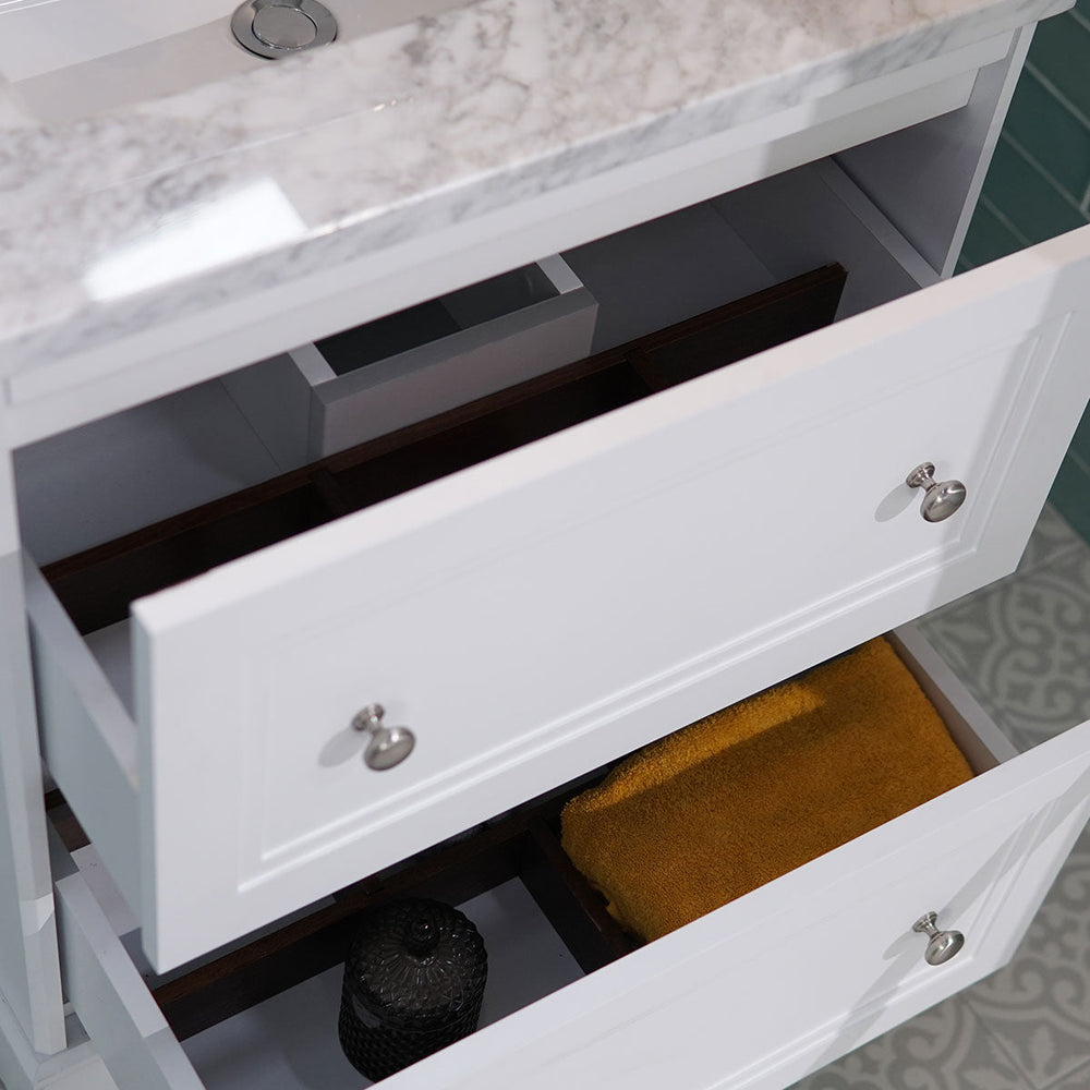 Granlusso Shelbourne 650 Floorstanding Real Marble Top Vanity Unit wit ...