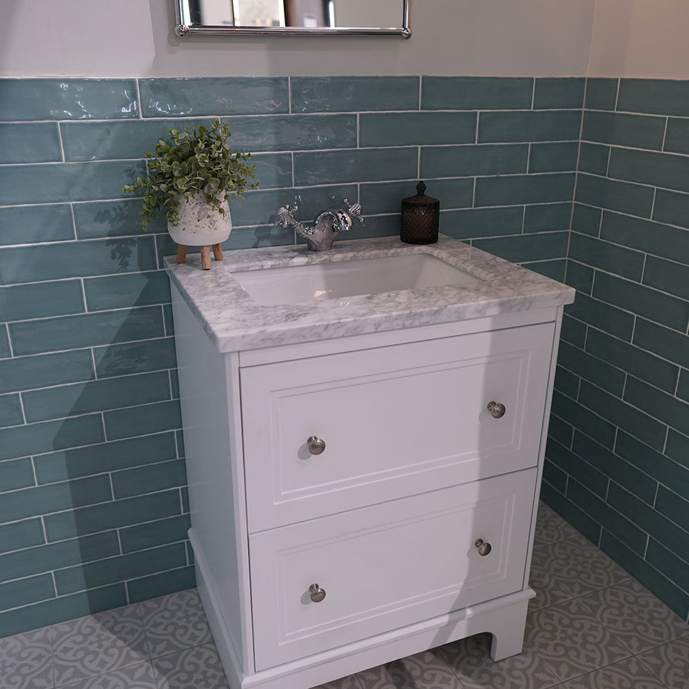 Granlusso Shelbourne 650 Floorstanding Real Marble Top Vanity Unit wit ...