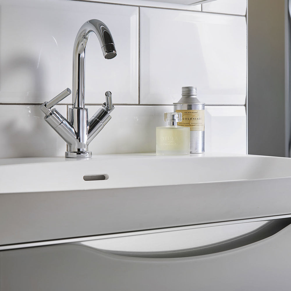 Utopia Lustre 1-Drawer Wall Hung Vanity Unit With Washbasin and LED Il ...