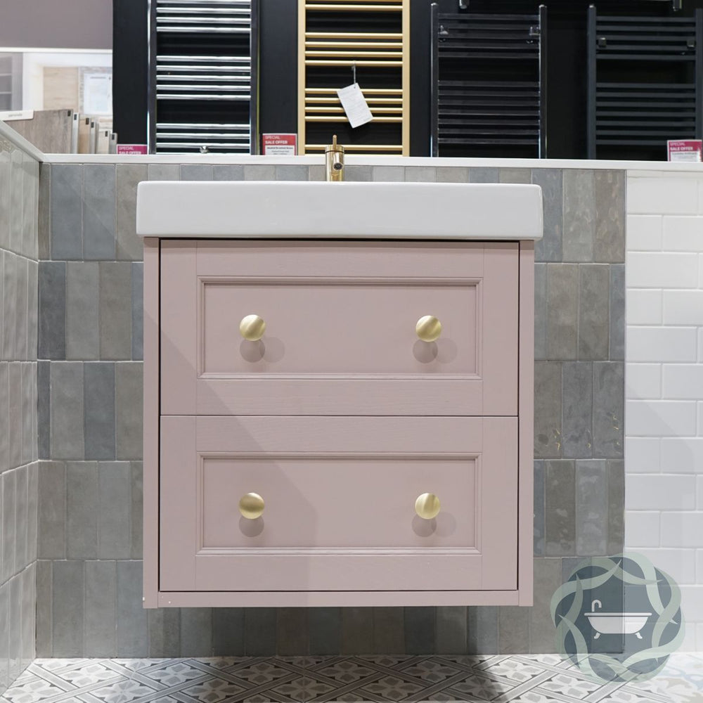 Utopia Roseberry Wall Mounted 2-Drawer Vanity Unit With Ceramic Washba ...