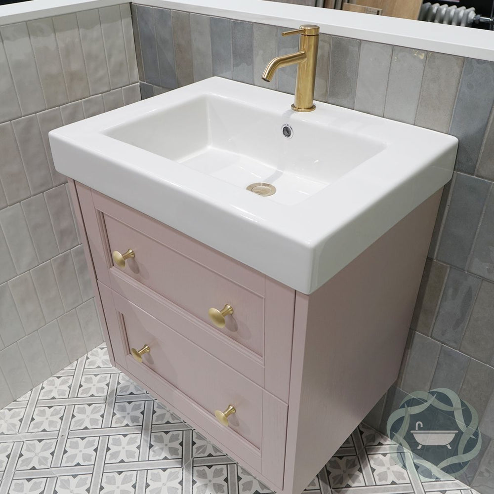 Utopia Roseberry Wall Mounted 2-Drawer Vanity Unit With Ceramic Washba ...